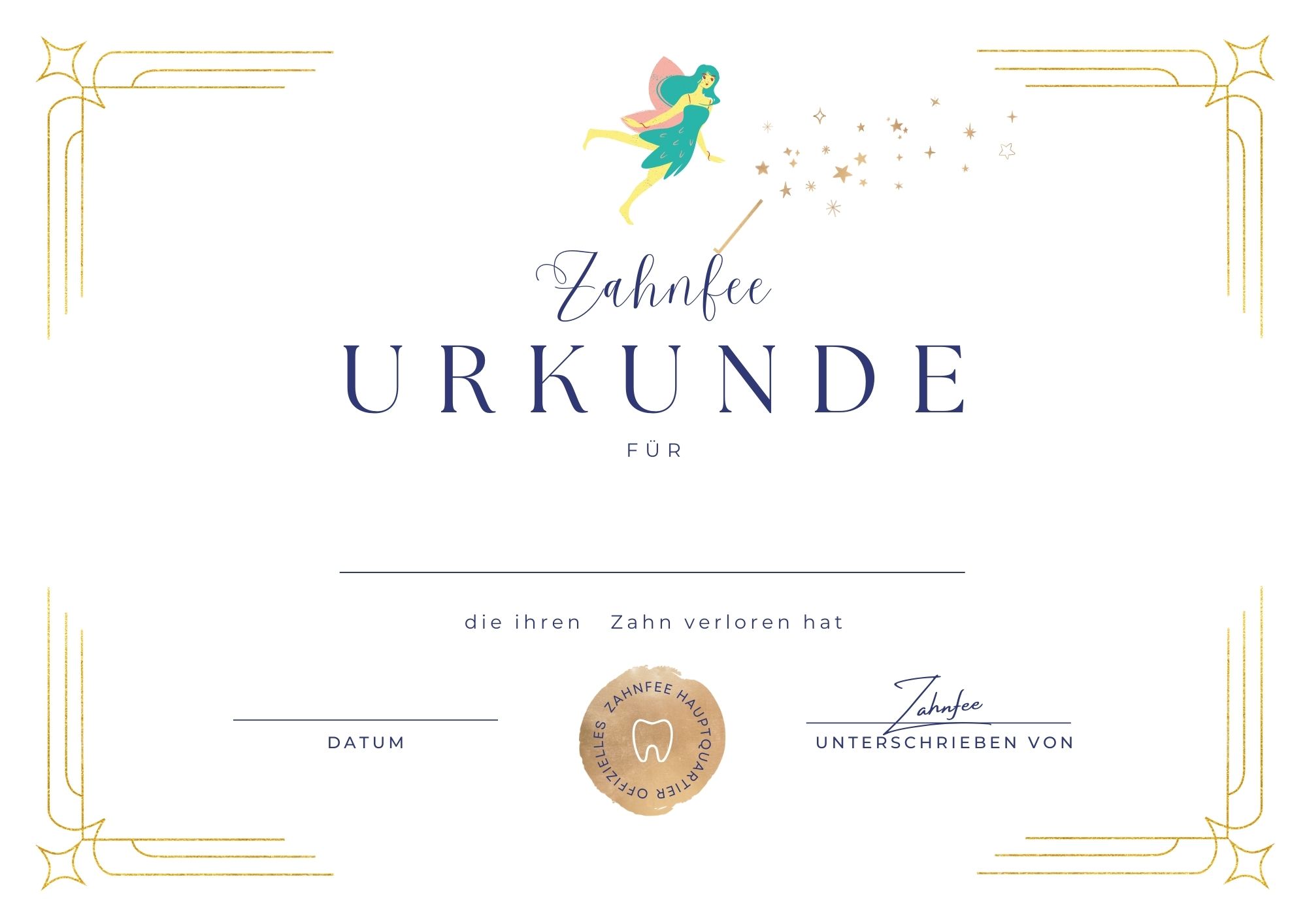 Zahnfee Briefe, Zertifikate & Urkunden (Vorlagen & Download)